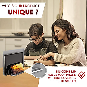 Dual Vertical Laptop Stand with New Smart Phone Slot; Compact Space-Saver Rack Expands Work Area. Strong Aluminum Adjustable Stand Holds Your Devices Securely