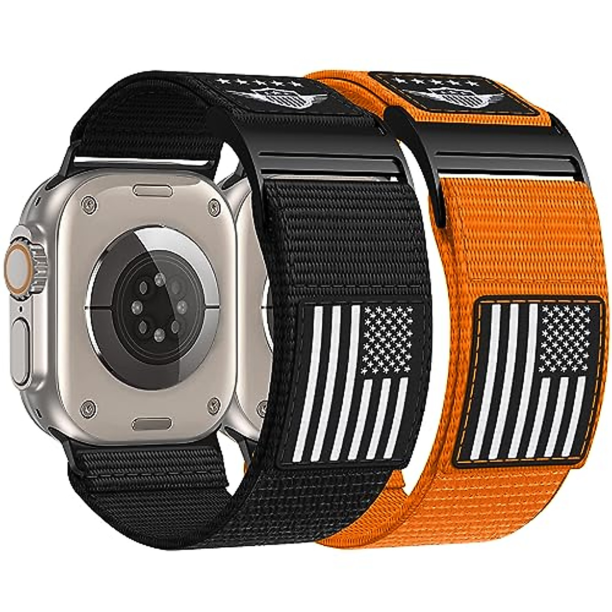 Rugged Nylon Band Compatible with Apple Watch Ultra Band 49mm 45mm 44mm 42mm,Wide Sport Loop Adjustable Wristbands Replacement Strap for Apple Watch Band iWatch Ultra Series 8/7/SE/6/5/4/3/2/1,falg