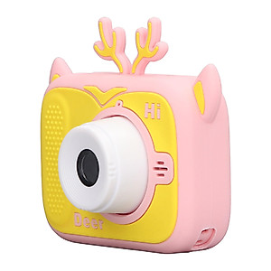 Rosvola Toddler Camera, Auto Dimming Birthday Gift AI Intelligent 20MP Kids Camera with Frames for Party (Pink Yellow)
