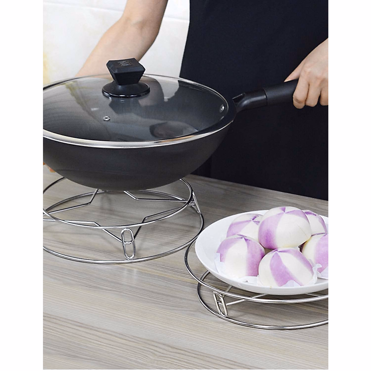 WAIKAS 【 3-Pack】 Cutting Board Racks 2pcs and Universal Pot Rack 1pcs, 304 Stainless Steel