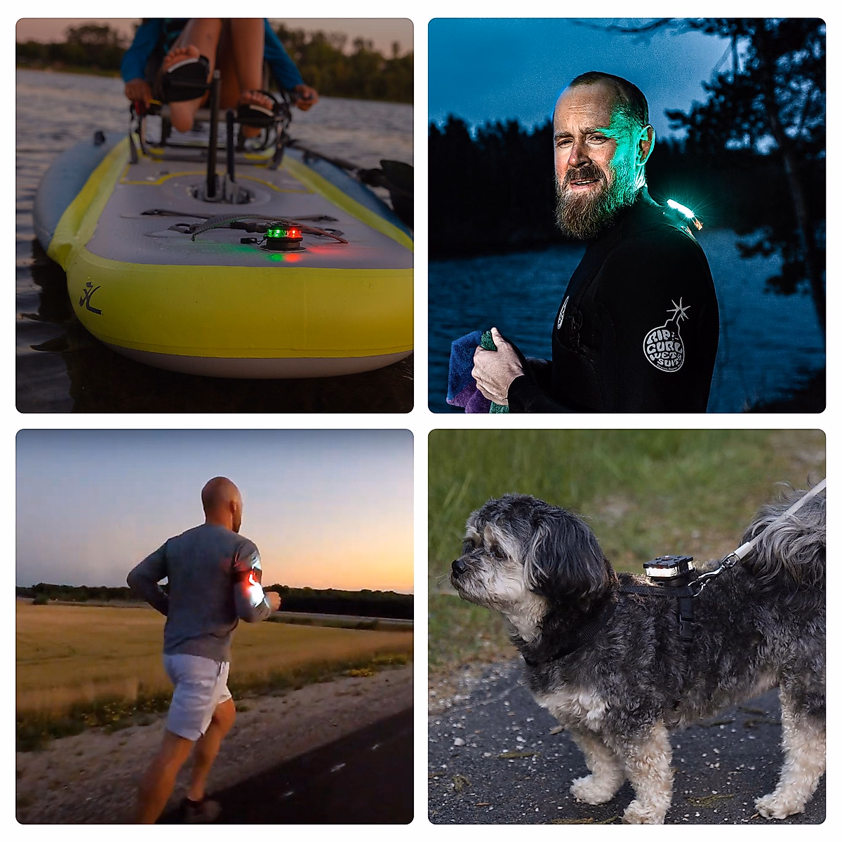 Guardian Angel Micro Series Safety Lights (All White Front & Red Rear) - Rechargeable, Magnetic & Hands-Free Wearable LED Flashlight for Dog Walking, Running, Cycling, Hiking, Camping, Fishing & More