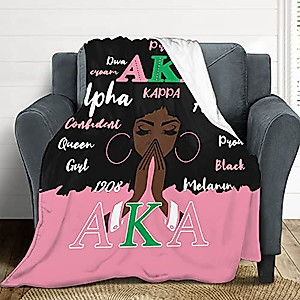 University Sorority Paraphernalia Gifts for Women Pretty Girls Pink and Green Ivy Leaf Super Soft Throw Flannel Blanket Gifts for Sisters,Colleague, Daughter,Friends and Bestie,50"x60"