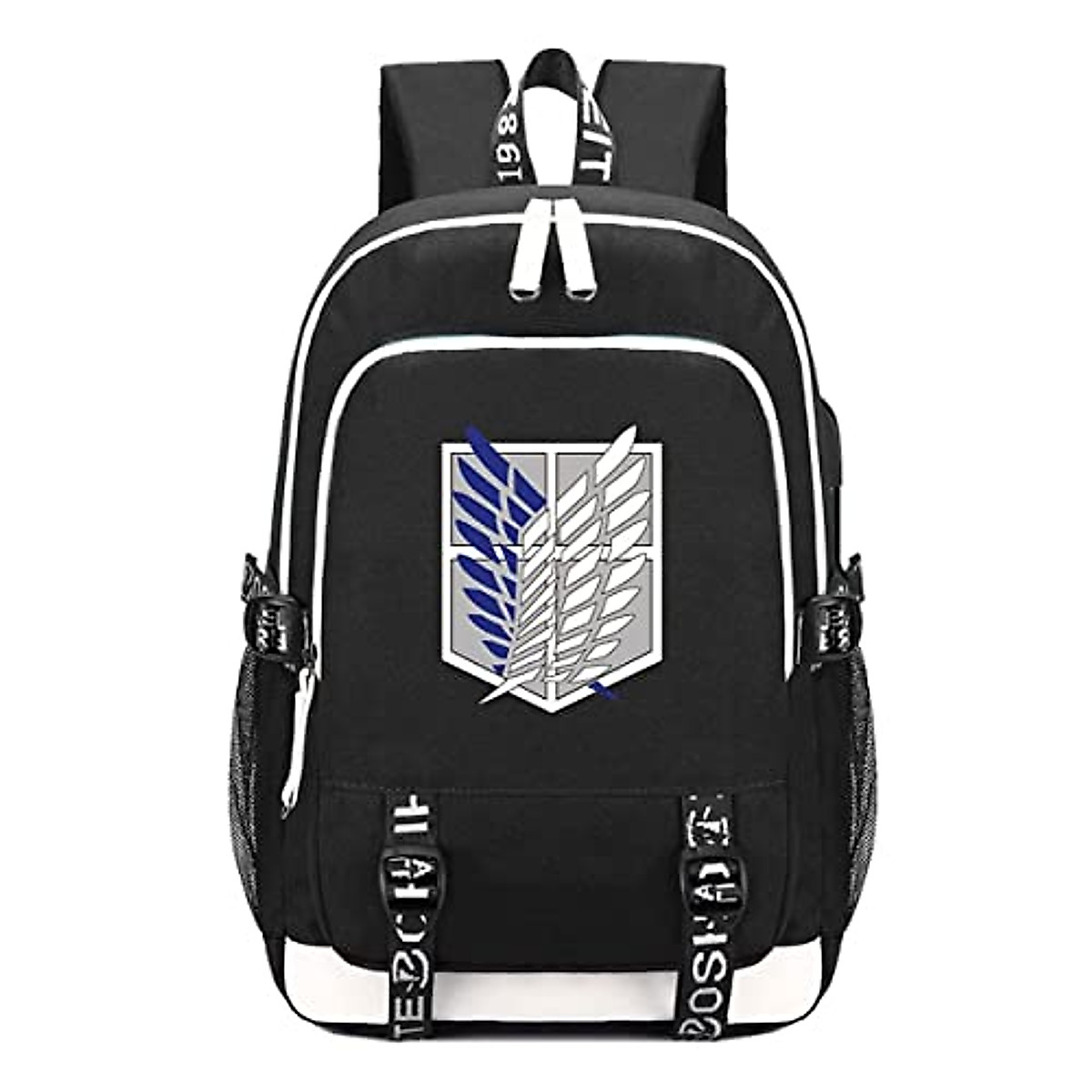 Anzeho Anime Attack on Titan Backpack Wings of Freedom Laptop Backpack Fit 15.6 Inch Schoolbag Bookbag Work Bag with USB Charging Port, Black-1