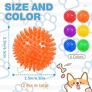 Xeehwb 12 Pack 2.5 Inch Squeaky Dog Toy Balls,Spiky Dog Balls,Puppy Chew Toys for Teething,Floating Dog Pool Balls for Small Medium and Large Dogs(6 Colors)