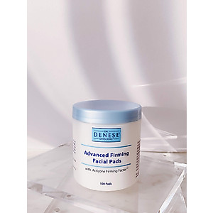 Dr. Denese SkinScience Advanced Firming Facial Pads Exfoliator & Deep Pore Face Cleanser, Toner & Skin Care Glycolic Acid, Peptides & Aloe - Vegan, Paraben-Free, Cruelty-Free - 100 Count