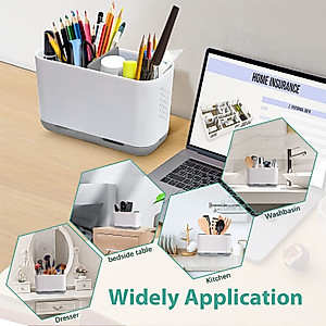 Boperzi Toothbrush and Toothpaste Holder Drainage for Bathroom Countertop with Adjustable Dividers, Large Toothpaste Caddy Organizer Storage Rustic Anti-Slip for Shower, Kitchen, Family, Kids Gray