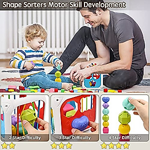 AiTuiTui Baby Toys 12-18 Months, Sensory Montessori Toys for 1 2 Year Old Boy Girl Gifts, 7 in 1 Multifunction Educational Toys with Shape Sorter, Stacking Blocks for Toddlers Birthday Gifts
