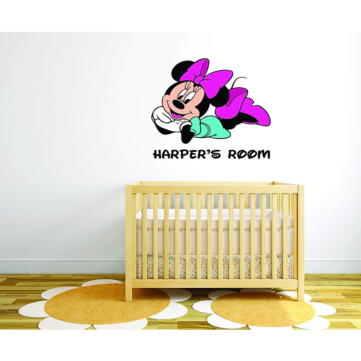 Minnie Mouse Little Girls Dreams Personalized Custom Name Wall Decals Wall Design Stickers Vinyl Removable Children Kids Rooms Girls Boys Baby Nursery Cartoon Size 15x20 inch