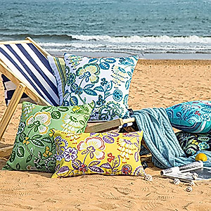 Phantoscope Pack of 2 Outdoor Indoor Throw Pillow Covers Decorative Waterproof Outdoor Pillows Patio Pillows Cushion Case for Couch Tent Park, Off White 18 x 18 Inches