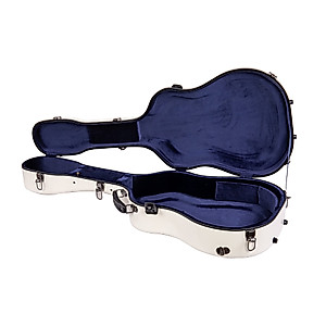 Crossrock Fiberglass Case with TSA Lock for 40"/41" Dreadnought Acoustic Guitar-Milky White(CRF2021DMW)