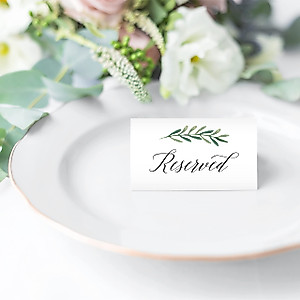 25 Greenery VIP Reserved Sign Tent Place Cards For Table at Restaurant, Wedding Reception, Church, Business Office Board Meeting, Holiday Christmas Party, Printed Seating Reservation Accessories Seat