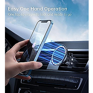 Magnetic Car Mount Phone Holder - Mag Safe Air Vent Phone Mount for Car Compatible with iPhone 14 13 12 Pro Max Mini Plus, Mag Safe Case, 360° Adjustable Mag Safe Car Mount Phone Holder for All Phone