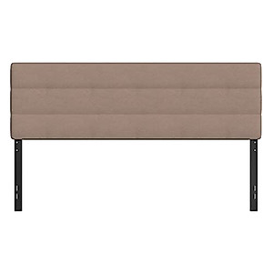 Flash Furniture Paxton Upholstered Headboard - Channel Stitched Taupe Fabric Upholstery - King - Adjustable Height from 44.5" to 57.25" From Floor