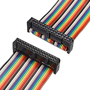 uxcell IDC Rainbow Wire Flat Ribbon Cable 30P A-type FC/FC Connector 2.54mm Pitch 1m/39.3inch Length