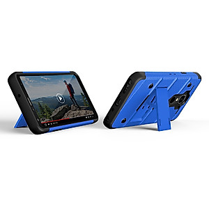 ZIZO Bolt Series LG Stylo 4 Case Military Grade Drop Tested with Tempered Glass Screen Protector, Holster, Kickstand Blue Black