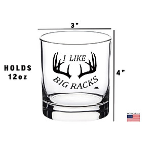 Rogue River Tactical Funny I Like Big Racks Hunting Old Fashioned Whiskey Glass Drinking Cup Gift For Hunter