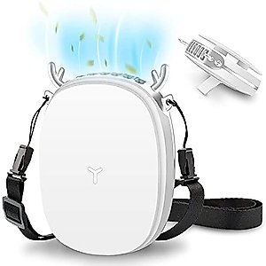 VR-robot Portable Hanging Neck Fan, Hands Free Air Cooler USB Rechargeable Personal Wearable Cooling Neck Fan, Adjustable Lanyard 3 Speed Mini Handheld Fan for Office,Camping,Travel,Outdoor