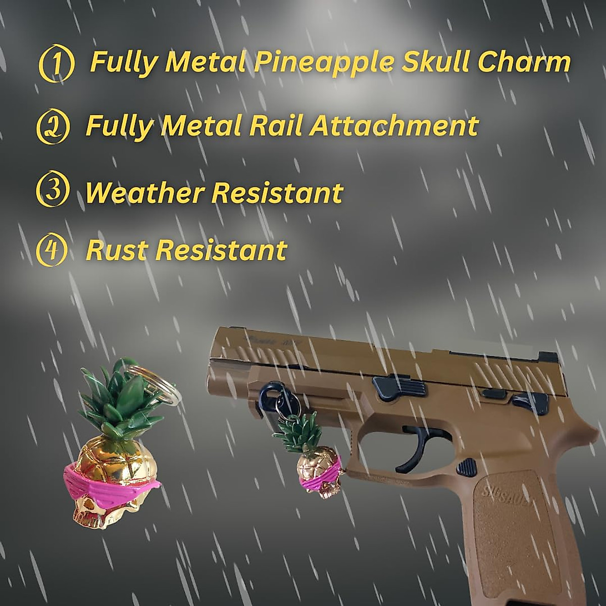 Airsoft Charm Mount Keychain Rifle Rail Accessory Decorative Fully Metal Gold