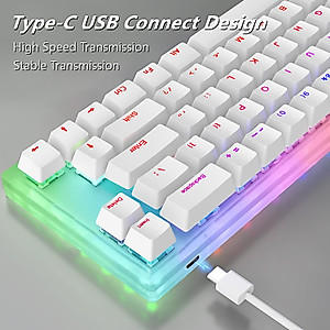 Womier K66 60% Percent Mechanical Keyboard, Hot Swappable Wired RGB Backlit Keyboard, Gateron Switch Acrylic Gaming Keyboard for PC PS4 Xbox, Red Switches