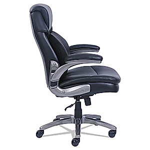 SertaPedic Cosset Mid-Back Executive Chair, Supports Up to 275 Lb, 18.5" to 21.5" Seat Height, Black Seat/Back, Slate Base