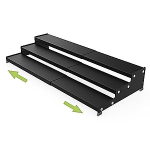 Jojocross Spice Rack Organizer for Cabinet, 3-Tier Expandable Spice Storage,Great for Kitchen Cabinet,Cupboard,Pantry and Countertop More 1 Pack/Black