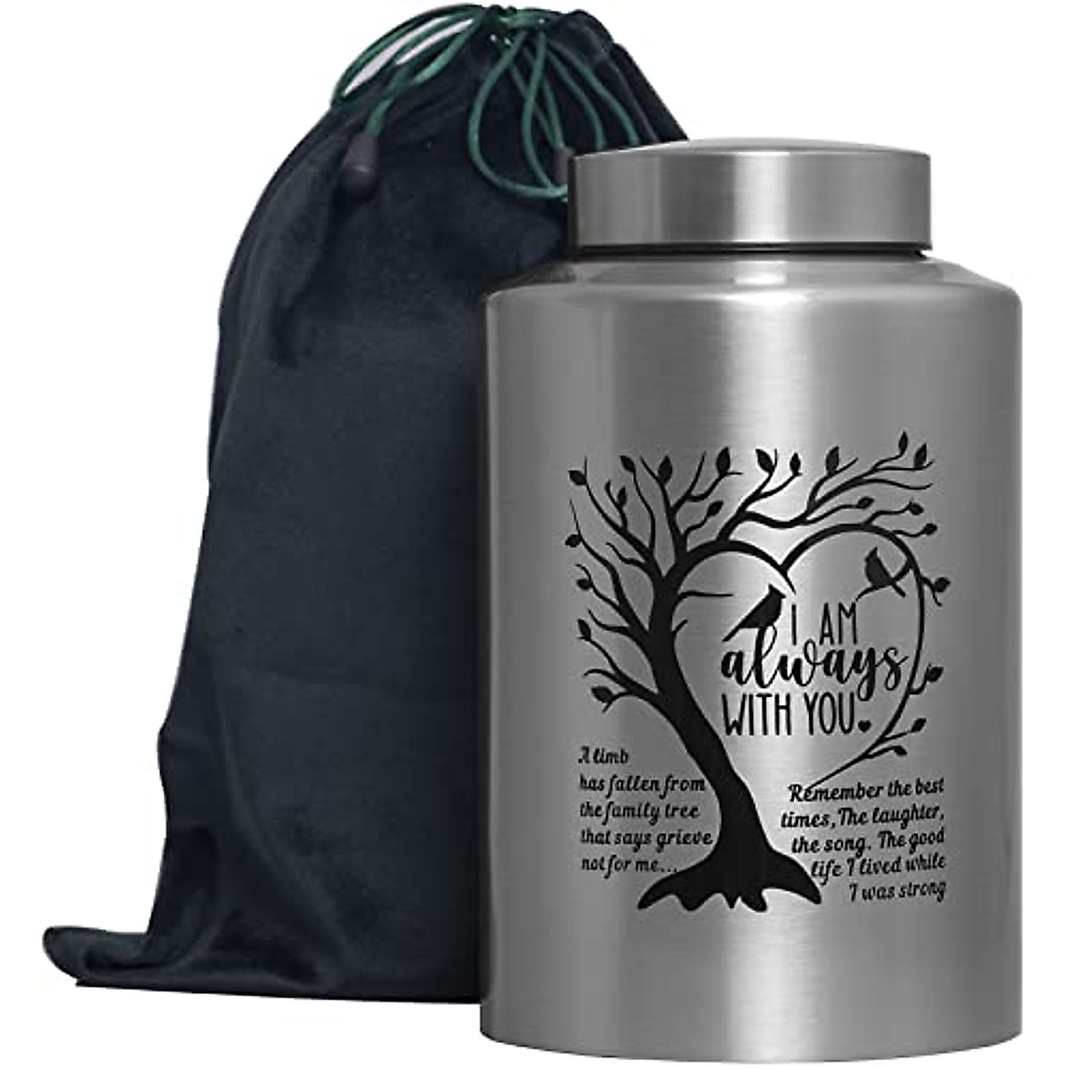 Decorative Urn Cremation Urn for Human Ashes Large up to 220lbs Large Memory Decorative Funeral Burial Urn for Male Female Ashes (Stainless Steel Tree)