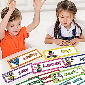 Lachilly 24 Pcs, 3 Themes Days of The Week/Seasonal/Months of The Year Flash Cards Subject Titles for Bulletin Board Headliners Classroom Decoration English Words