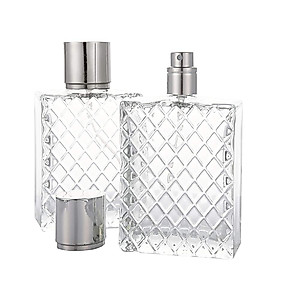 ccHuDE 100ml 3.4Oz Clear Glass Spray Bottles Empty Square Perfume Fine Mist Atomizer Refillable Essential Oil Container for Travel