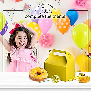 Party Favors Paper Treat Boxes (10 Pack) Yellow Colored Paper Containers & Boxes Treat Container Cookie Boxes Cute Designs Perfect for Parties and Celebrations 6.25" x 3.75" x 3.5"
