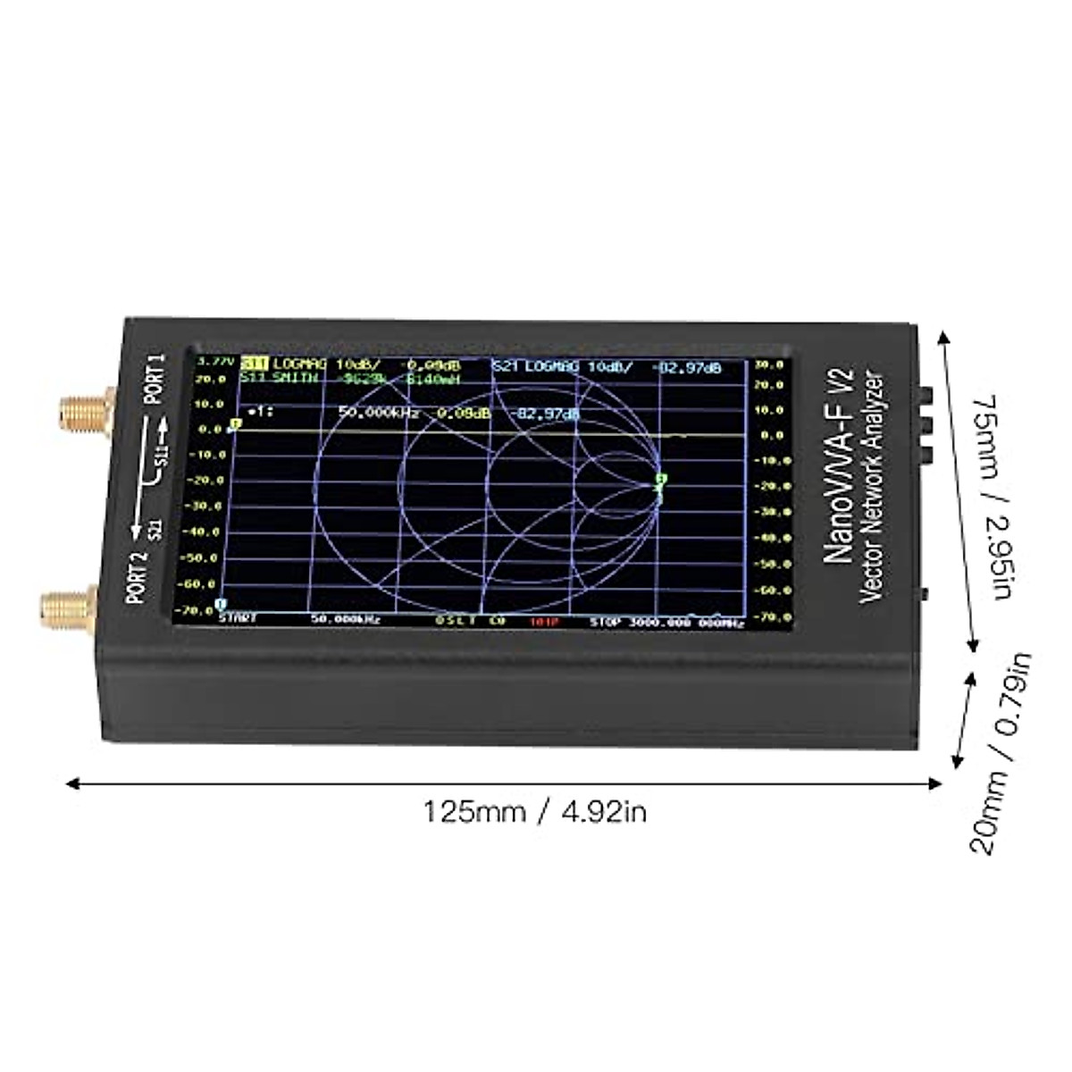 Oumefar Vector Network Analyzer, Full Touch Screen HF VHF UHF Antenna Analyzer Shielding Electromagnetic Interference with Aluminum Case for Short  Precisionmeasuring