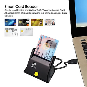 ZOWEETEK CAC Reader, CAC Card Reader Military, DOD Military USB Common Access CAC Smart Card Reader, Compatible with Windows, Mac OS and Linux