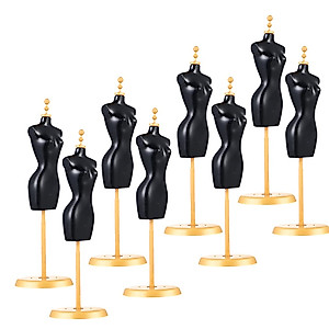 Healifty 8pcs Doll Dress Form Model Mini Mannequin Dress Form Cloth Gown Clothing Demountable Display Stand Small Mannequin Model Supports for Dollhouse Display Holder Toy Black