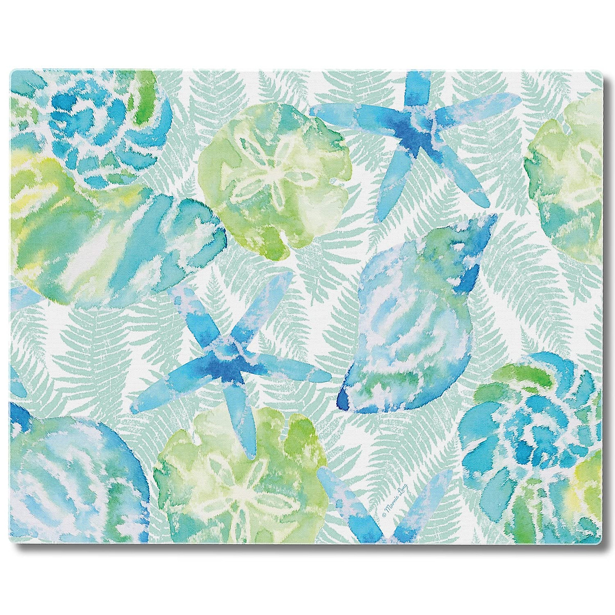CounterArt Coastal Isla Mona 3mm Heat Tolerant Tempered Glass Cutting Board 15” x 12” Manufactured in the USA Dishwasher Safe