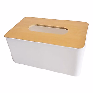 Alipis Bamboo Tissue Box Cover Holder Facial Tissue Dispenser Box Rectangle Paper Tissue Napkin Holder for Bathroom Kitchen Home Countertop