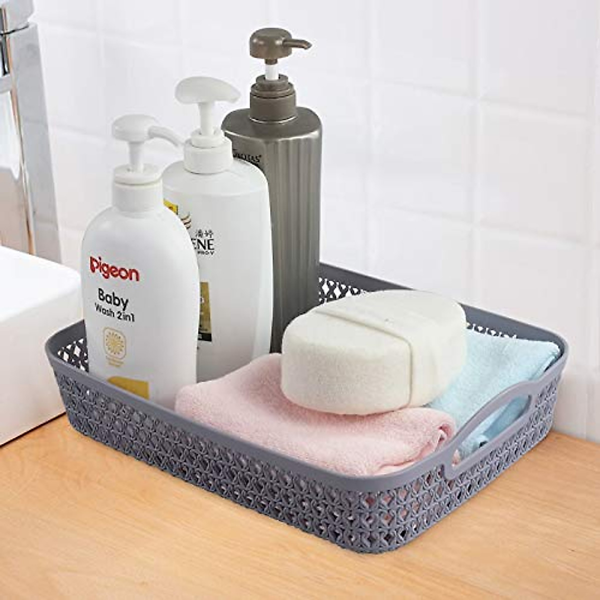 Ortodayes Plastic Basket Trays, Paper Storage Baskets Set of 6