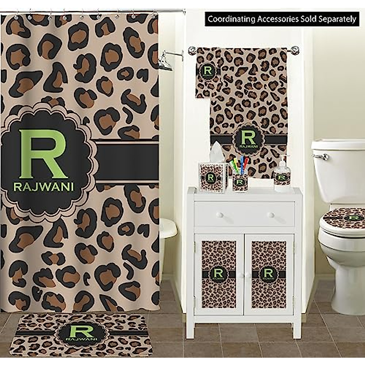 RNK Shops Granite Leopard Waste Basket - Double Sided (Black) (Personalized)