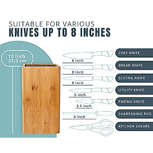 XL Large Universal Knife Block without Knives - Bamboo Countertop Knife Holder w/Removable Bristles - Convenient & Versatile for Any Knife Size