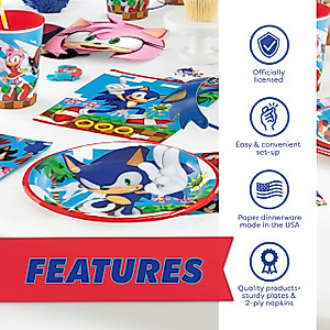 Sonic Birthday Party Decorations, Sonic Tablecloth, Sonic Plates and Napkins for 16 | Sonic Party Decorations | Officially Licensed