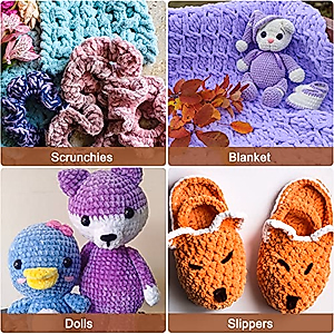 HARFINGTON Chenille Yarn Velvet Blanket Yarn 100g/3.5oz #6 Super Bulky Polyester Soft Knitting for Crochet Weaving Bag Scarf Hat, Light Green