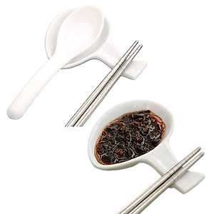 6 Pcs Chinese Fine Porcelain Chopsticks Spoon Fork Rest Holder Knife Holder (Set of 6)