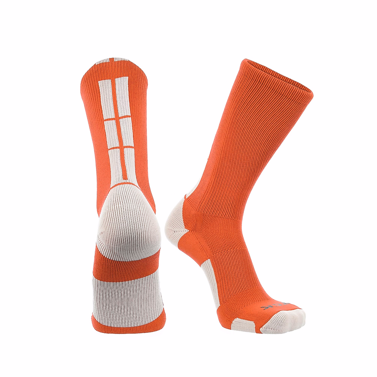 TCK Baseline 3.0 Athletic Crew Socks (Orange/White, Large)