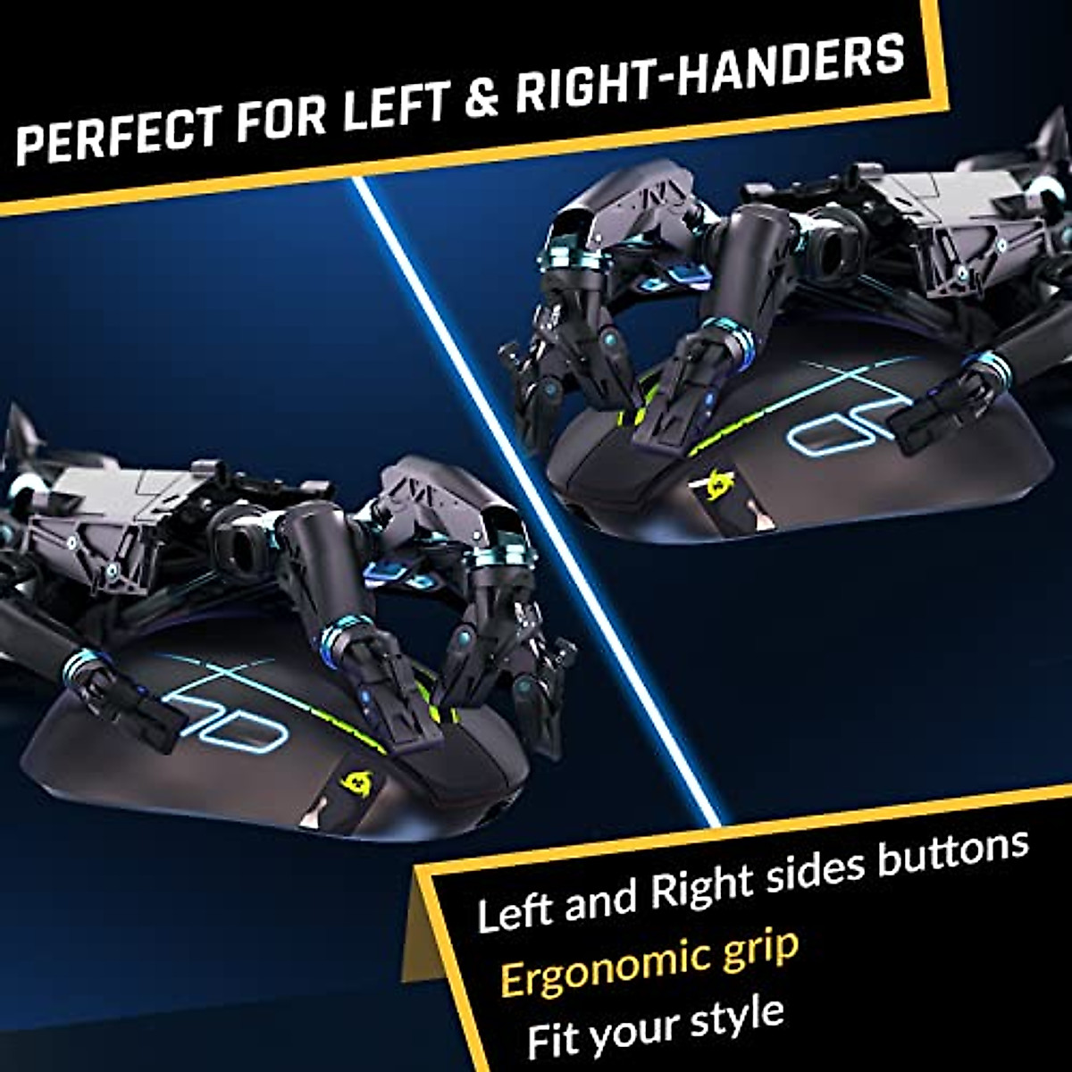 KLIM Ace - Rechargeable Wireless Gaming Mouse RGB + New Version + High-Precision Sensor & Breathtaking RGB Effect + 8 Customizable Buttons + Ambidextrous + Wired and Wireless Mouse for PC Mac PS4 PS5