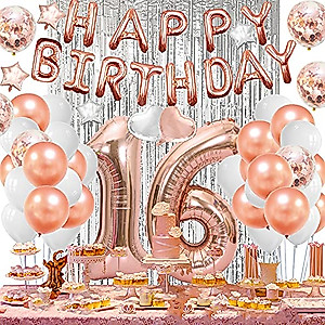 NORTHERN BROTHERS 16th Birthday Decorations for Her, Sweet 16 Birthday Balloons Rose Gold 16 Birthday Party Decorations for Women Happy 16th Birthday Gifts for Girls