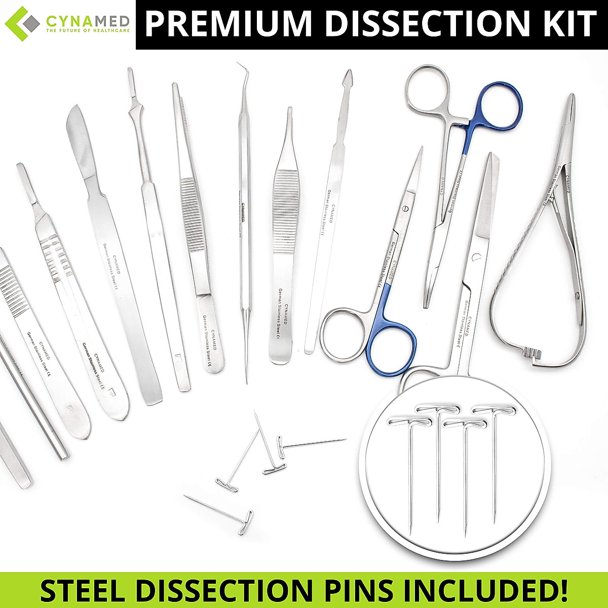 20Pcs Advanced Dissection Kit for Medical Biology & Veterinary Students- Anatomy Lab Botany Animal Frog Dissecting Kit. Stainless Steel Scalpel Knife Handle Blades - Premium Tools