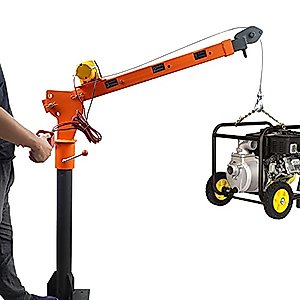 1100lb Folding Truck-Mounted Bed Crane Hoist Lift Pickup Electric Winch 2500 lb 12V, Painted Steel Pickup Truck Jib Cranes 360 Swivel (2500 Davit Crane)