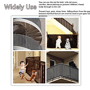 Banister Guard for Baby - 10ft L x 2.5ft H, Child Safety Net, Stair Railing Banister Proofing Mesh Net Balcony Netting for Pets & Kids
