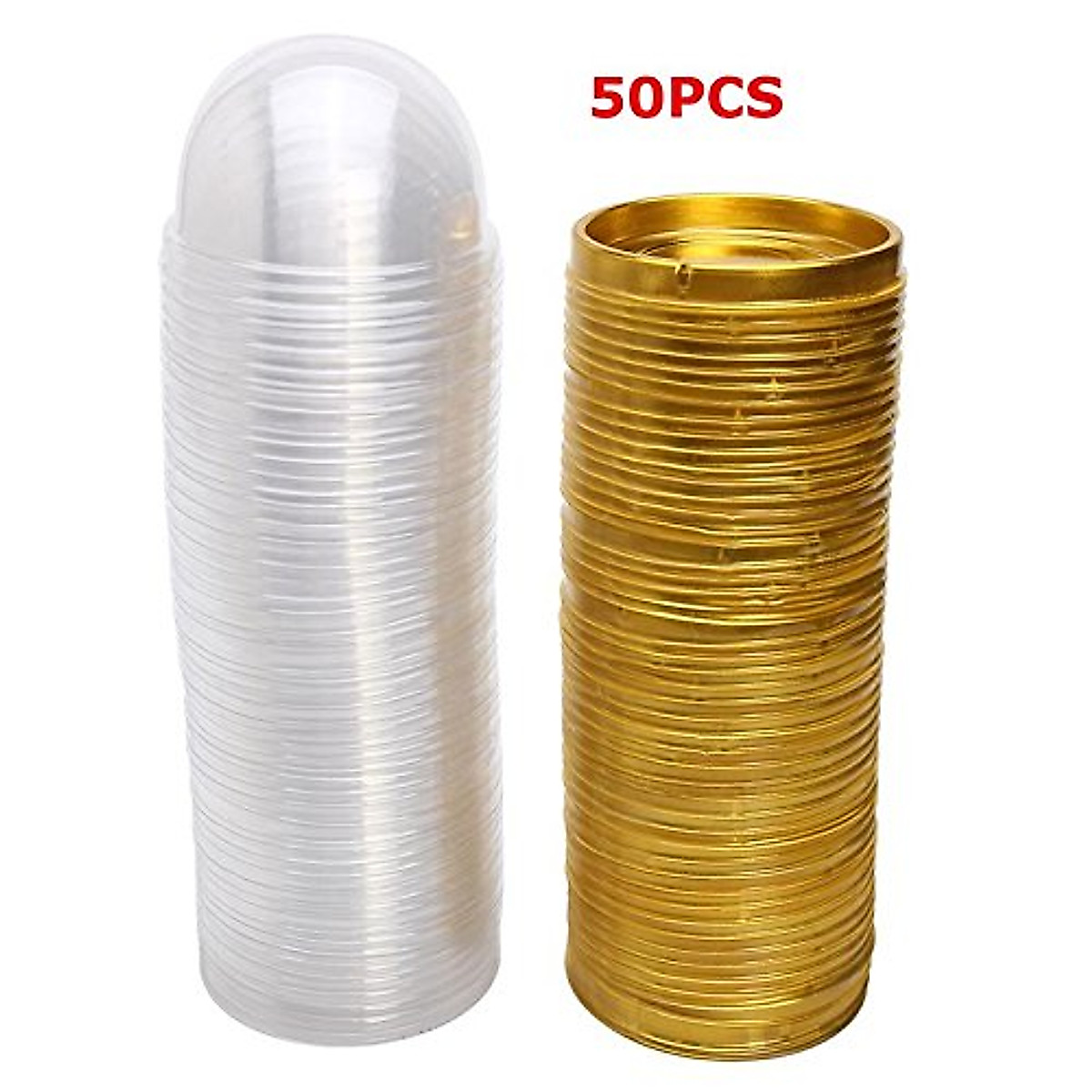 Katoot@ Gold Black Clear Plastic Mini Cupcake Boxes 50Pcs/Set Cake Packing Boxes Muffin Pod Dome Box Wedding Birthday Gifts Boxes (Gold)