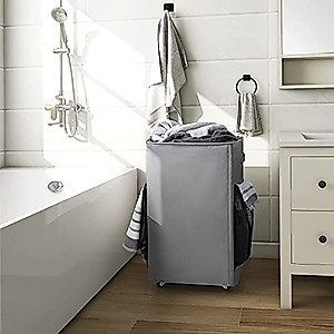 Chrislley 90L Rolling Laundry Basket Large Laundry Hamper with Wheels Collapsible Clothes Hamper Rolling Tall Laundry Storage Cart Foldable Clothes Organizer (Grey)