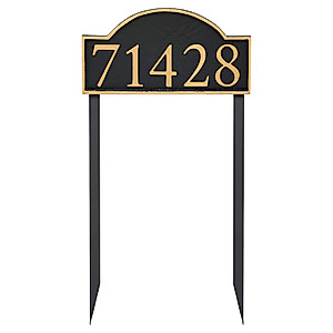 Address Number Store, Powder Coated Soft Arch Economy Series Address Plaque with Lawn Stakes, Serif Font, Holds up to 5 Characters