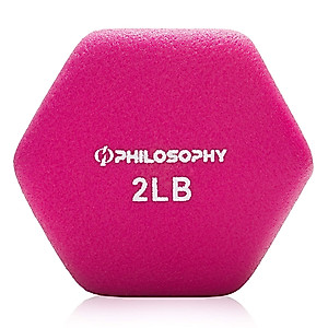 Philosophy Gym Neoprene Dumbbell Hexagon Hand Weights, 2 lb Pair - 4 lb Total
